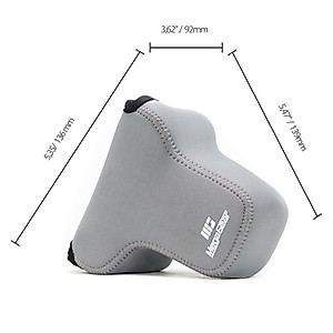 MegaGear MG581 Ultra Light Neoprene Camera Case compatible with Fujifilm X-T30 MII, X-T30, X-T20 (16-50mm / 18-55mm Lenses), X-T10 - Gray, PU Leather,Grey