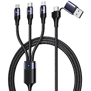 100W USB C to Multi Charging Cable, YOUSAMS QC 5A 2-in-1 USB A to C PD Port and 3-in-1 Braided Fast Charging Cord with Type C/Micro Connectors Universal Sync Charger Adapter for Laptop/Tablet/Phone