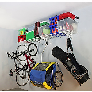 SafeRacks Wall Shelves - 2 Pk 18"x48" Wall Mountable Shelving Unit for Storage Rack, Pantry Shelves, Utility Shelving, Heavy Duty Shelves w/ 4 Versatile Accessory Hooks, 500lbs Capacity, White