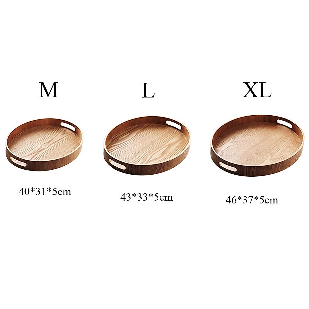 I-lan Oval Serving Tray, Wood Decorative Ottoman Tray, Valet Tray with Handles, Coffee Table Tray Decor for Cocktail, Snack, Bread, Brown (XL: 18")