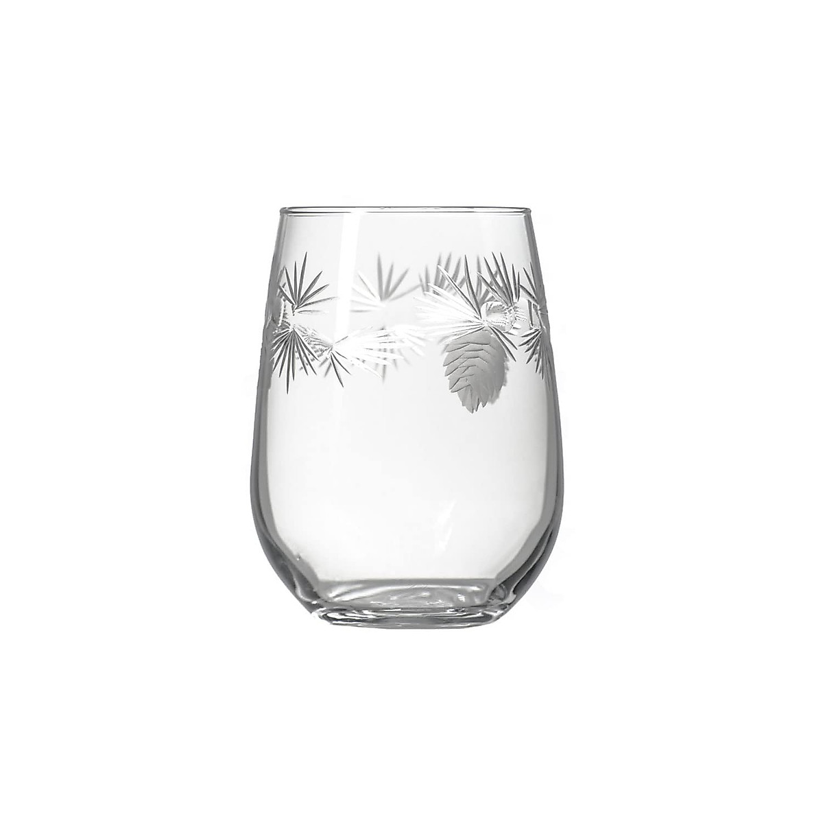 Rolf Glass Icy Pine Stemless Wine Tumbler 17 ounce - Stemless Wine Glasses – Lead-Free Glass - Etched Tumbler Glasses – Proudly Made in the USA (Set of 4)