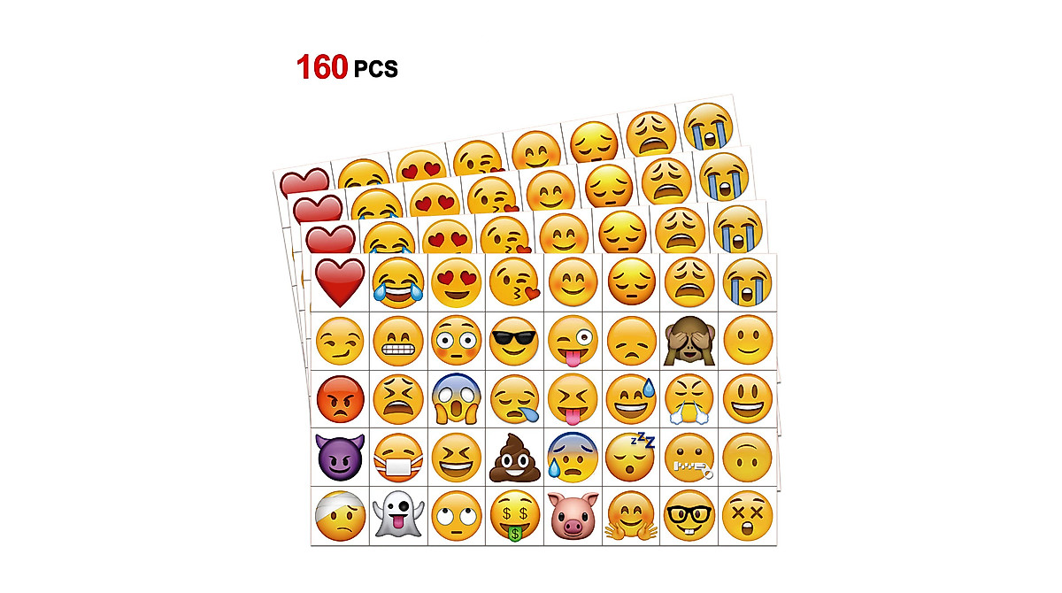 Funny Emoji Temporary Tattoos - 160 Pcs for All Ages