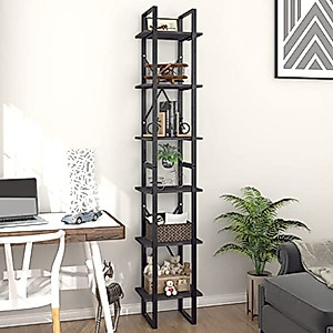 BDBHAVB Tall Narrow Bookshelf, Bookshelf for Bedroom, 6-Tier Book Cabinet, for Living Room, Study, Kitchen, Home Office,Wall Decor Living Room Gray 15.7"x11.8"x82.7" Engineered Wood
