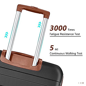 Merax Luggage Sets 3 Piece Suitcase, Hardside Suit case with Spinner Wheels Lightweight TSA Lock, Grey and Brown, 20/24/28 Inch