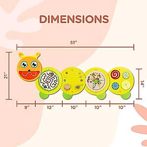 Monläurd® Caterpillar Montessori Busy Board,Sensory Board,Educational Toys,Activity Cube,Wall Toys,Daycare Furniture,Playroom Furniture,Interactive Toys,Wooden Toys,Learning Toys,Boys and Girls 6 M+