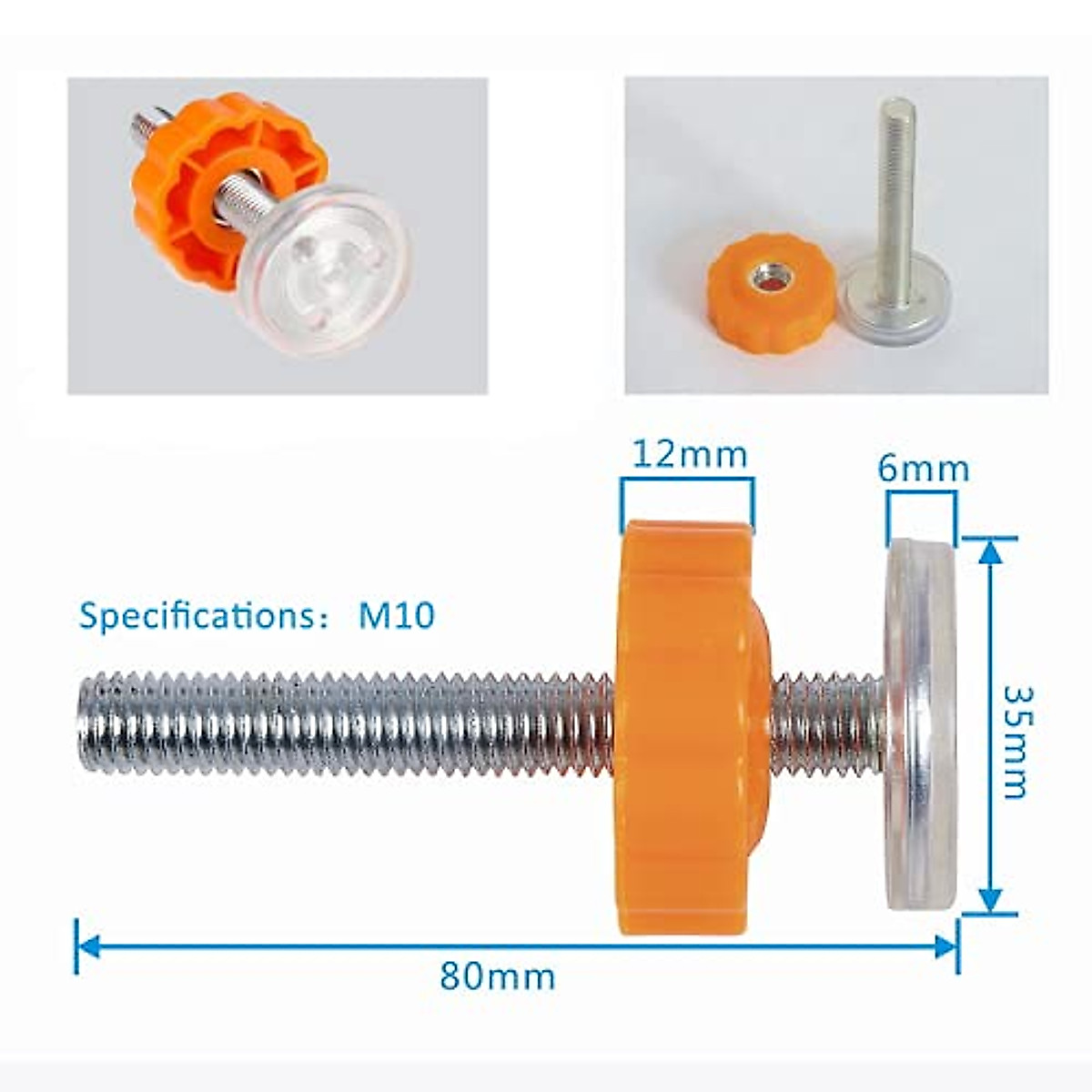 Pressure Baby Gates Threaded Spindle Rods, Walk Thru Gates Accessory Screw Bolts M10 x 80MM for Baby and Child Safety gate Stairway Barrier Pet Dog Isolation Fence 4 Pcs (Orange)