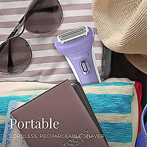 Remington WDF5030A Smooth & Silky Electric Shaver for Women, 4-Blade Smooth Glide Foil Shaver and Bikini Trimmer with Almond Oil Strip, Purple/White