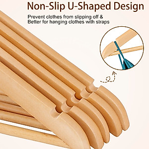 ZENY Premium Wooden Hangers 50 Pack, Coat Hangers with 360-Degree Rotatable Hook, Wood Suit Hangers, Clothes Hangers for Shirts, Jackets, Dress, Pant