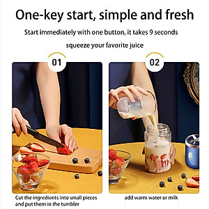 Portable Blender,USB Rechargeable with Six Blades, for Sports Travel and Outdoors,Stainless Steel Ice Sabre-Blades.