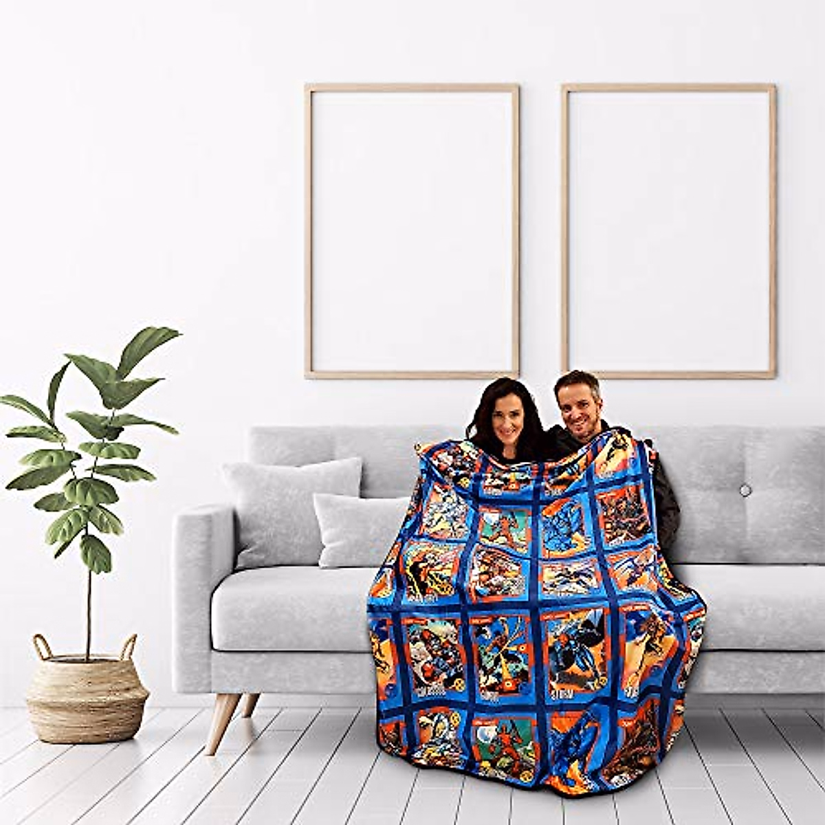 Marvel X-Men Characters Comic Cards Fleece Soft Throw Blanket| Measures 60 x 45 Inches