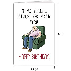 Funny Birthday Card for Men, Humorous Birthday Card for Dad Grandpa Uncle, Happy Birthday Card for Old Guy, Not Asleep Just Resting Eyes