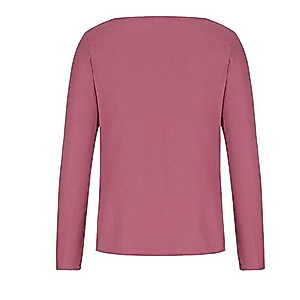 Womens V Neck Shirts Long Sleeve Waffle Knit Loose Fitting Warm Tee Tops Casual Solid Color Pullover Blouse Wine