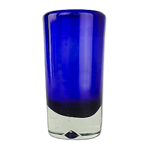 NOVICA Artisan Crafted Hand Blown Blue Recycled Glass Shot Glasses, 2 Oz, 'Pure Cobalt' (Set Of 6)