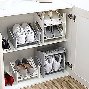 CUSNESTAL Shoe Stacker Slotz Space Saver, Shoe Racks for Closet Organization Durable Plastic Shoes Holder for Home Office Storage, White, 4 Pack