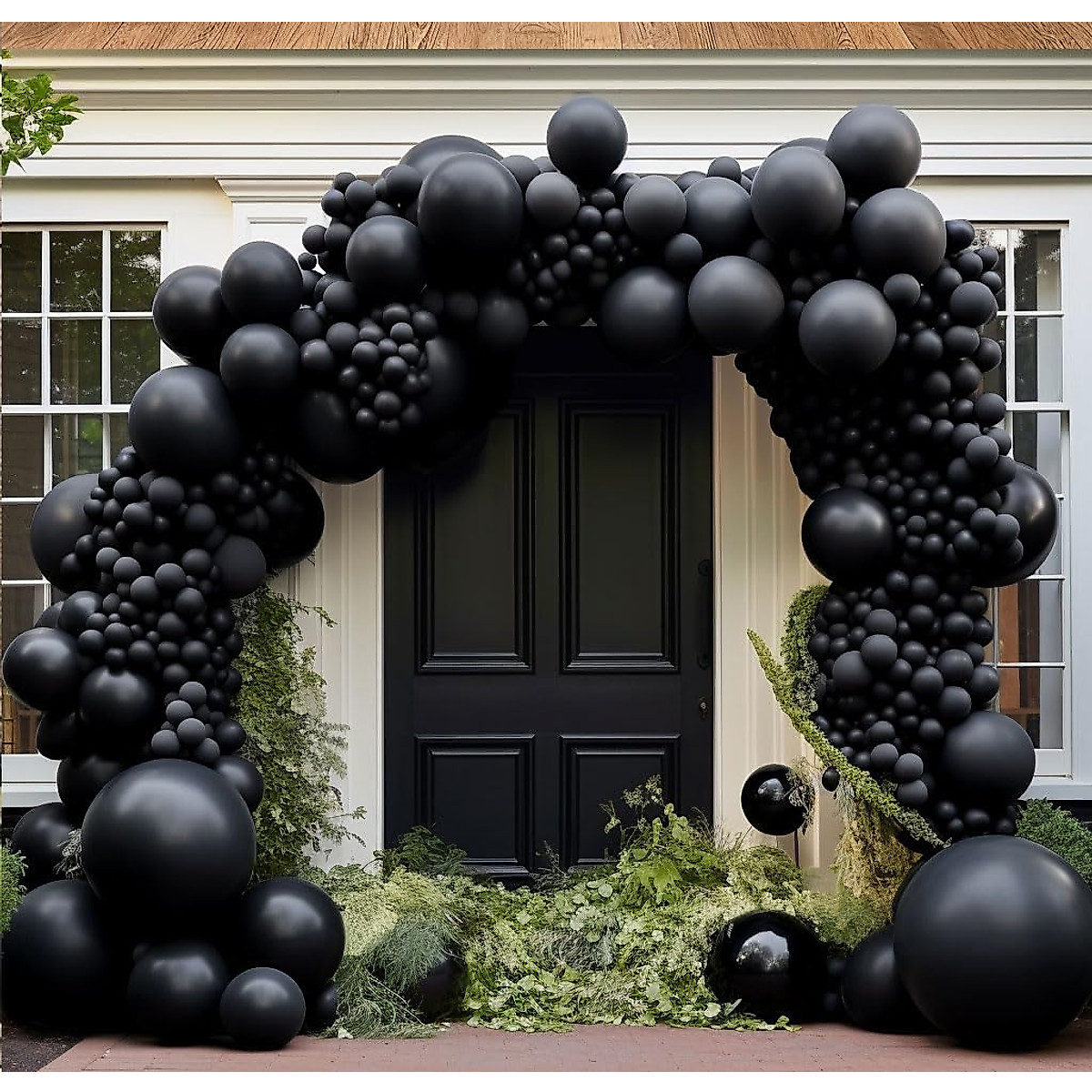 Black Balloons-Double Stuffed Black Balloons Different Sizes Latex Premium Black Balloon Garland Matte Black balloon Arch Kit for Birthday Graduation Wedding Baby Shower Party decorations
