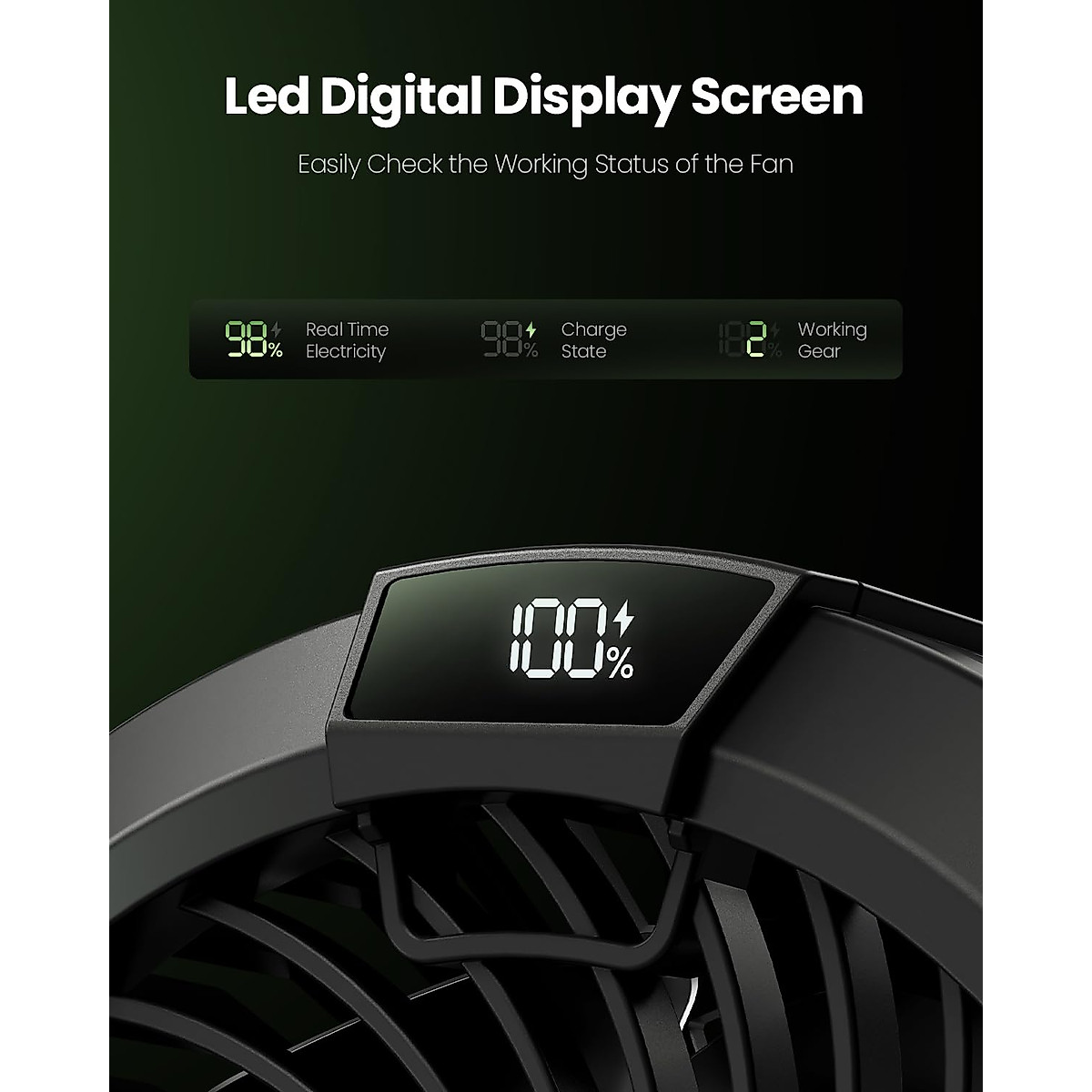 Gaiatop Portable Camping Fan with LED Lantern, 4000mAh Personal Rechargeable USB Fan, 360° Rotation Quiet Small Fan with LED Digital Display & Hanging Hook, Clip on Fan for Tent, Bedroom, Outdoor…