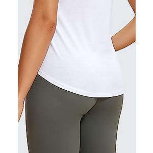 CRZ YOGA Womens Pima Cotton Racerback Workout Tank Tops Lightweight Loose Sleeveless Tops Athletic Gym Shirts White Medium