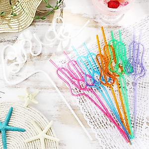 Sunnyray 12 Pcs Reusable Bride Straws Valentine's Day Silly Straws Wedding Bride Bridesmaid Party Favor Crazy Loop Straws Plastic Drinking Straws for Wedding Birthday Gifts Decor(White Bride)