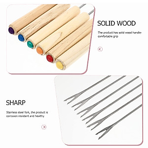 Hemoton 2Pcs hot Pot Fork Marshmallow Sticks Grilling Skewer Cake Forks Shish Kebab Grill Stainless Steel Barbecue Fork Kebab Sticks Roasting Stick Skewer raclette Tableware Chocolate Wood