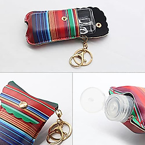 Portable Travel Bottles, Premium Leather Holder with Keychain (color bar)