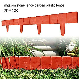 HEVIRGO 20Pcs Garden Edging Fence, Plant Edging Border, Landscape Palisades Barriers, Imitation Stone Lawn Grass Edging Garden Plant Flower Bed Border Fence for Patio Yard Pathway Balcony Orange