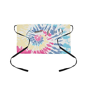 DecorLovee Pink Blue Tie Dye Waitress Apron with 3 Pockets, Tortex Swirl Colorful Server Aprons Waterproof Kitchen Restaurant Half Waist Apron for Men Women