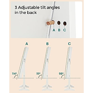 SONGMICS Jewelry Cabinet Armoire, Freestanding Lockable Storage Organizer Unit with 2 Plastic Cosmetic Storage, Full-Length Frameless Mirror, for Necklace Earring, White UJJC002W01