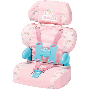Casdon Baby Huggles Toys - Pink Booster Seat - Car Seat For Dolls with Adjustable Headrest & Buckles - Fits Dolls Sizes Up to 14" - Suitable for Preschool Toys - Playset for Children Aged 3+