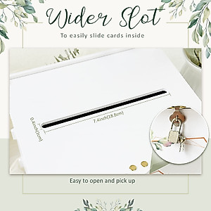 OurWarm White Wedding Card Box with Lock, PVC Gift Card Box for Wedding Reception, Eucalyptus DIY Wedding Envelope Money Card Box for Party Graduation Baby Shower Birthday Decorations