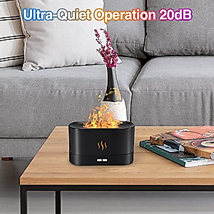 Colorful Flame Air Aroma Diffuser Humidifier, Upgraded 7 Flame Colors Noiseless Essential Oil Diffuser for Home,Office,Yoga with Auto-Off Protection 180ml (8Hours Black)