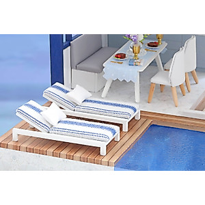 CUTEROOM Dollhouse Miniature with Furniture, 3D Wooden Miniature Doll House with Music Box & LED Lights,1:24 Scale DIY House Kit (A066)