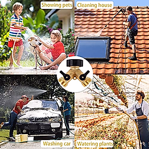 Biswing Garden Hose Splitter 2 Way, Heavy Duty Brass Connector Tap Splitter, Y Splitter 2 Valves with 2 Extra Rubber Washers