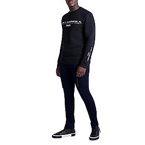 Karl Lagerfeld Paris Men's Color Block Solid Pullover, Long Sleeve, Black, Medium
