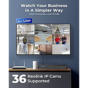REOLINK 36 Channel Network Video Recorder for Security Camera System, Work with 12MP/4K/5MP/4MP HD Reolink IP Cameras NVR, Integrated O/I Alarm System, 3 HDD Bays, No HDD Included, RLN36