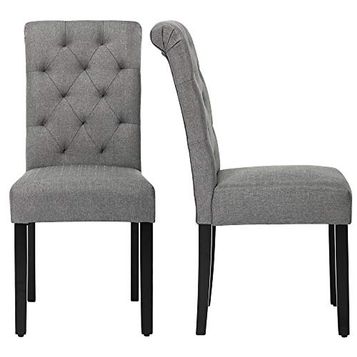 NOBPEINT Fabric Dining Chairs with Wood Legs Set of 2, Grey