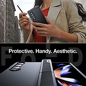 TORRAS Armor Stand Galaxy Z Fold 4 Case, [MIL-Grade Hinge Protection] [Invisible Kickstand for Full Screen Viewing], Matte Hard Case Slim Protective Designed for Samsung Galaxy Z Fold 4 Case Black