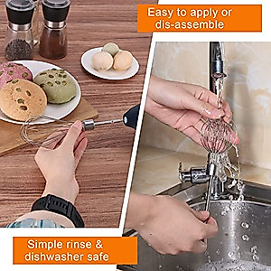 Electric Hand Mixer Whisk| Wireless Rechargeable Handheld Egg Beater with 2 Stainless Steel Mixing Heads | Portable Kitchen Aid Hand Mixer for Egg, Milkshake Cream, Cake, Baking & Cooking-Black