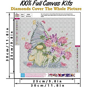 Gnome Flower Diamond Painting Kits,5D Diamond Painting Kits for Adults Kids DIY Diamond Art Kits Full Round Drill Diamond Dots Painting with Diamonds Gem Art and Crafts Gnome Home Decor 12X12inch