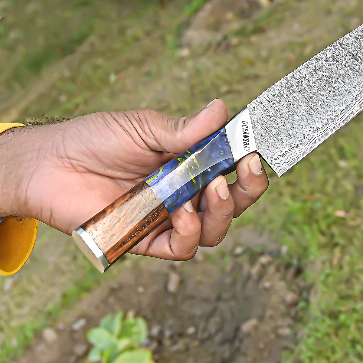 OceansBay 7" Super Sharp Professional Chef Knife with Laser Damascus Pattern in Gift Box, Premium Stainless Steel Kitchen Knife use for Meat, Sushi and Vegetable Chef Knives with Ergonomic Handle