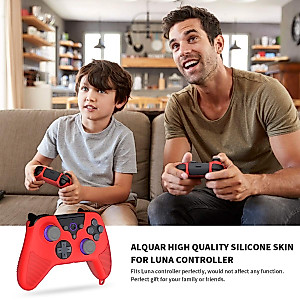 Case for Luna Controller, Alquar Silicone Case Cover for Amazon Luna Controller, Anti-Slip/Shockproof/Dustproof Skin Protective Cover for Luna Game Controller- with Lanyard/Thumb Grip Caps (Red)