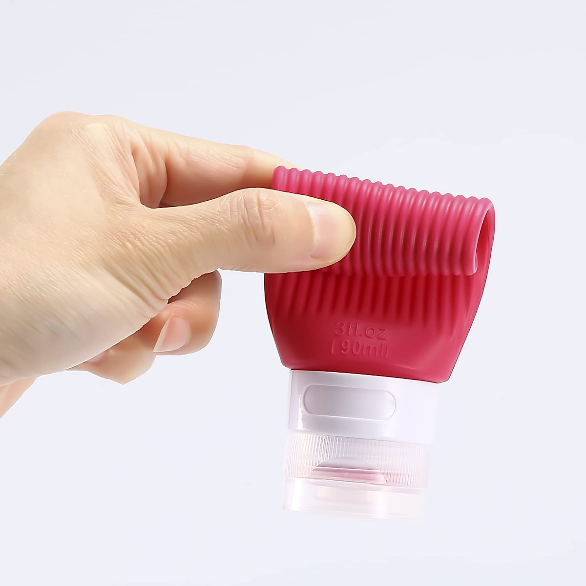 Silicone Travel Bottles for Toiletries,BPA Free,3 oz Leak Proof Refillable Portable Squeeze Empty Accessories Travel Size Liquid Cosmetic Lotion Shampoo Conditioner Bottles Containers 4 Pack Rose