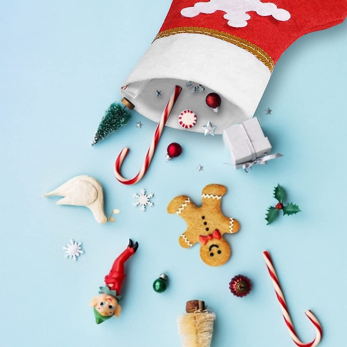 LucyPhy 24 Pack Christmas Mini Stockings Tableware Holders Christmas Socks Decorations Spoon Fork Bag Candy Pouch Bag for Xmas Party Tree Dinner Table Home Ornaments