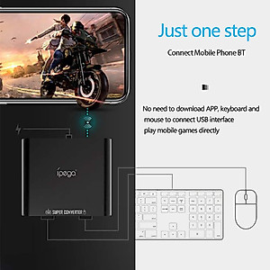 ipega PG-9116 Wireless 4.0 Mobile Game Controller Keyboard and Mouse Converter Adapter for Android Devices Smartphone/Tablet (Black)