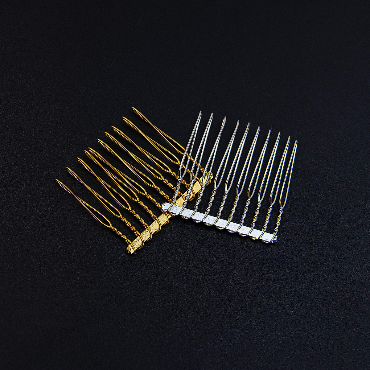 AUEAR, 20 Pack 10 Teeth Metal Veil Comb Hair Wire Clips Twist Bridal Wedding Combs Silver Gold