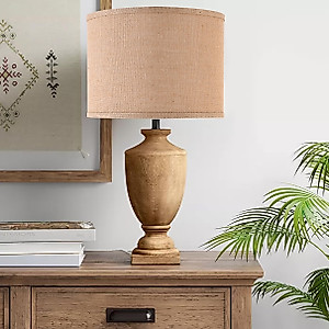 PAPAYA Lampshade Set of 2 Drum Fabric Shades for Table and Floor Lamps, 13" Top x 13" Bottom x 10" High Brown Spider Lamp Shade,Natural Burlap Linen Handmade