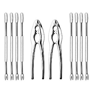 HIWARE Lobster Crackers and Picks Set, 10-Piece Crab Leg Cracker Tools - Stainless Steel Seafood Crackers & Forks Nut Cracker Set - Dishwasher Safe