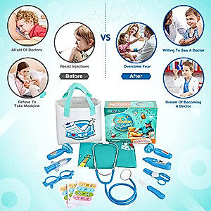 GIFTINBOX Doctor Kit for Kids, Doctor Playset for Kids, Girls and Boys, Medical Kit for Kids with Real Stethoscope, Doctor Role Play Costumes Pretend Dress Up Set for Kids Age 3-8