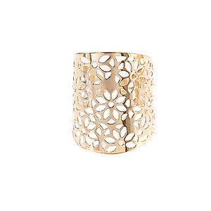 Spinningdaisy Gold Plated Adjustable Wide Filigree Floral Ring