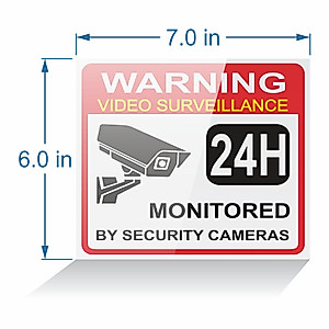 iSYFIX Video Surveillance Warning Sign Sticker - 4 Pack 7x6 inch - CCTV Security Premium Self-Adhesive Reflective Vinyl, Laminated for Ultimate UV Protection, Water & Fade Resistance, Indoor & Outdoor