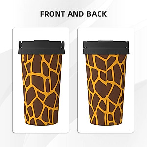 Insulated Coffee Mug Giraffe Print 17oz Double Wall Vacuum Stainless Steel Tumbler With Leak-Proof Lid And Handle, Cute Travel Thermos Mug For Cold Hot Drinks